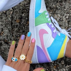 Jordan | Shoes | Nike Air Jordan Mid Custom Multi Color | Poshmark